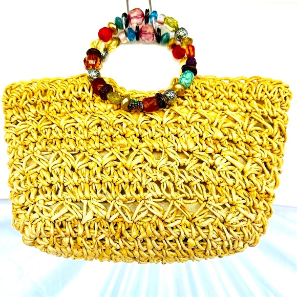 Kelly & Katie | Bags | Kelly Katie Straw Handbag With Beautiful ...